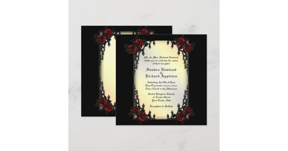 French Quarter Yellow Goth Theme Wedding Invitation | Zazzle