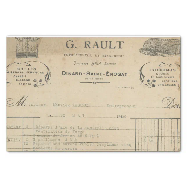 French Receipt Tissue Paper | Zazzle