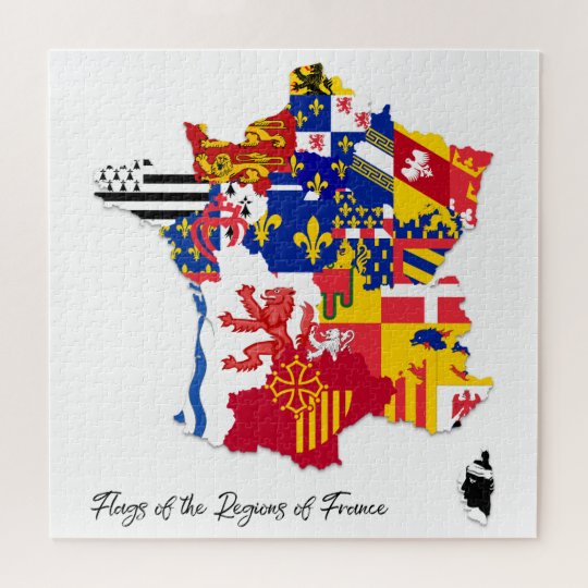 French Regions Flags Map, France, Educational Jigsaw Puzzle | Zazzle.com