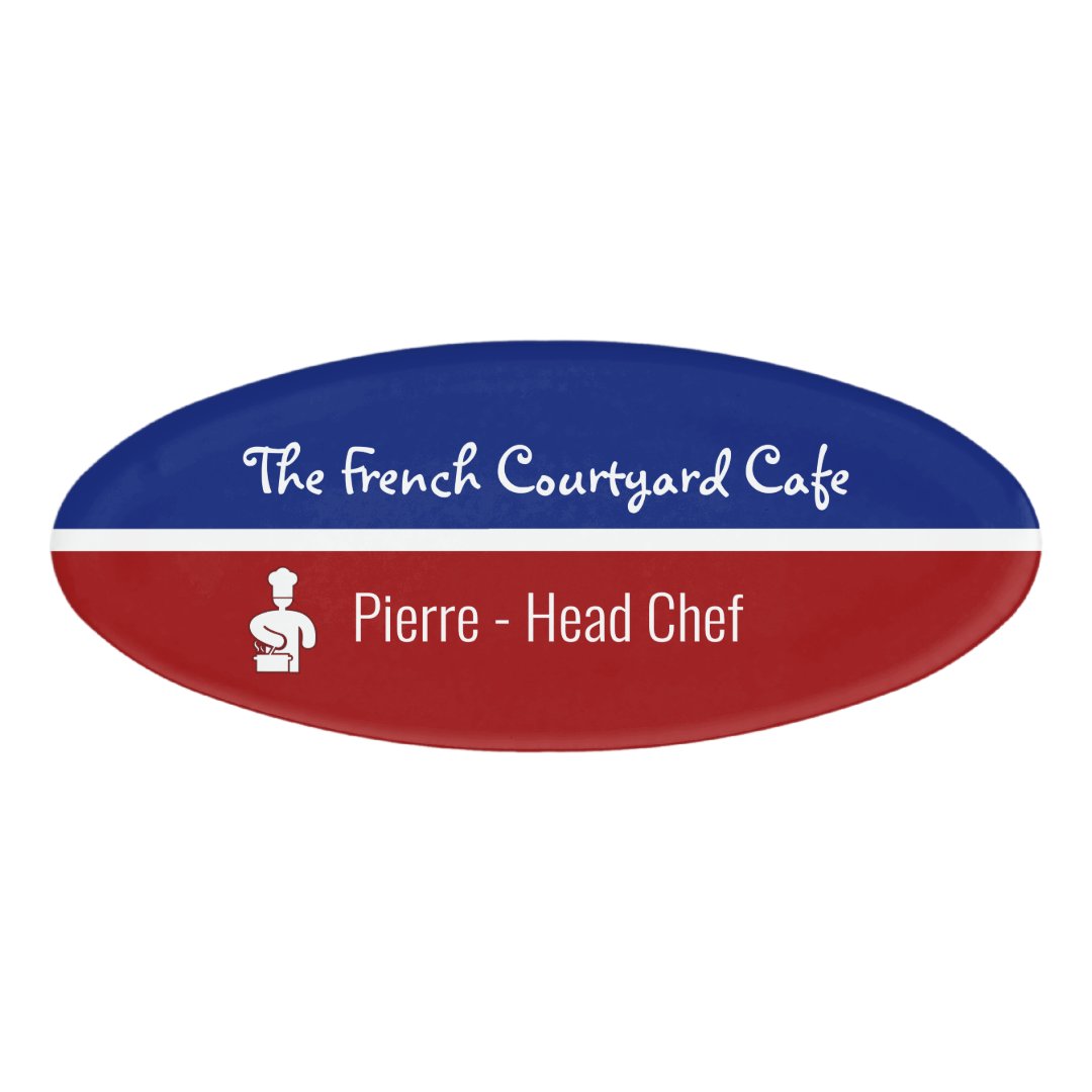 French Restaurant Chef And Staff Name Tag | Zazzle