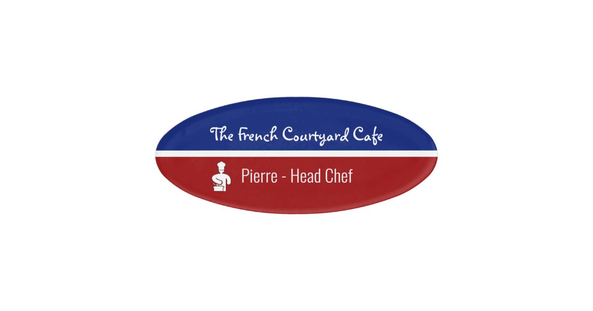 French Restaurant Chef And Staff Name Tag | Zazzle