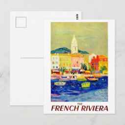French riviera, France, painting, art, vintage Postcard | Zazzle