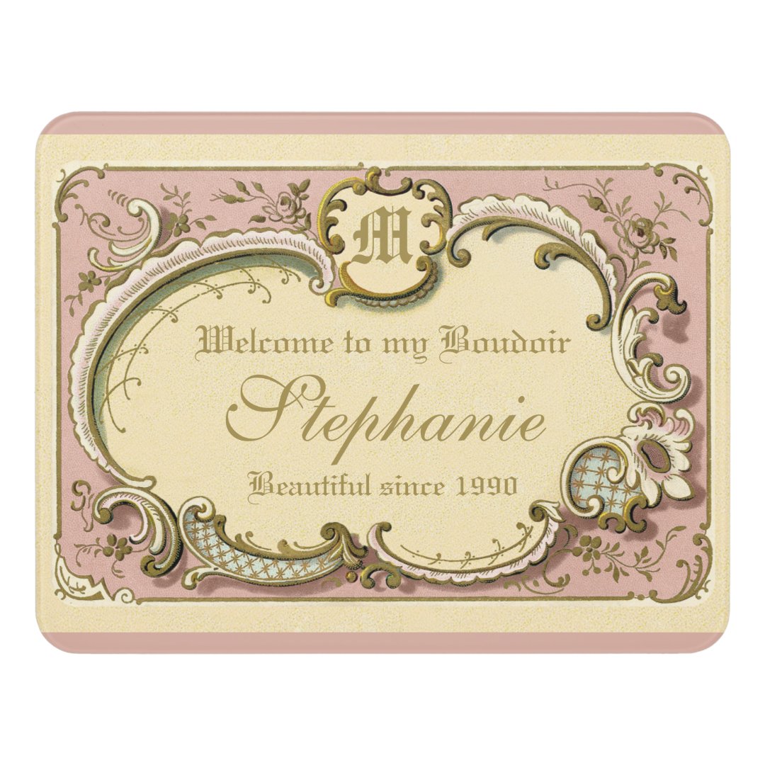 French Rococo Boudoir Elegant Frame Gold Pink Door Sign | Zazzle