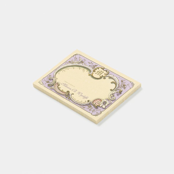 French Rococo Elegant Frame Antique Gold Lilac Post-it Notes | Zazzle.com