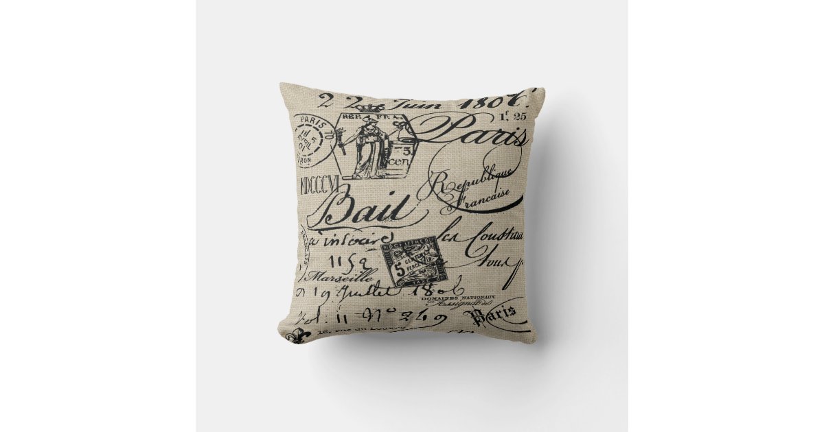French Script Pillow | Zazzle