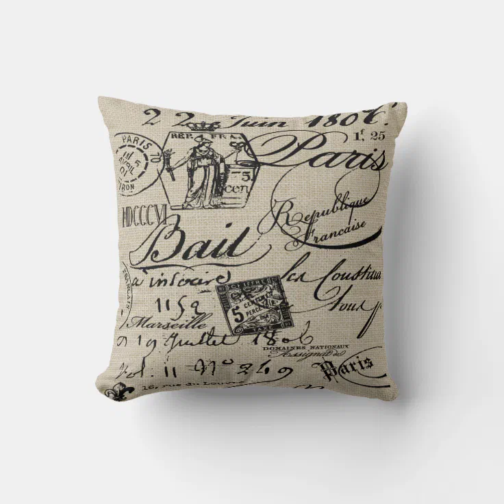 French Script Pillow | Zazzle