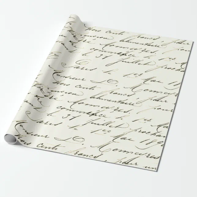 French Script Vintage Decoupage Wrapping Paper | Zazzle