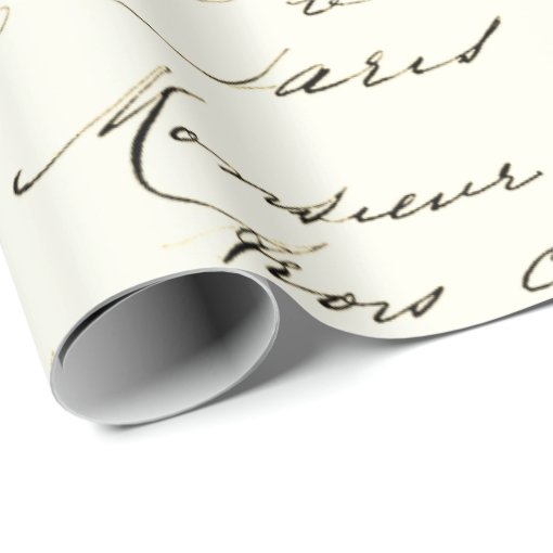French Script Vintage Decoupage Wrapping Paper | Zazzle