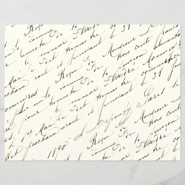 French Script Vintage Scrapbook Paper | Zazzle