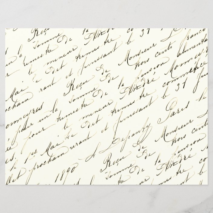 French Script Vintage Scrapbook Paper | Zazzle.com