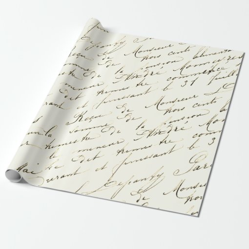 French Script Vintage Wrapping Paper | Zazzle