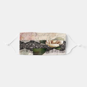 french scripts vintage lace victorian white rose adult cloth face mask ...