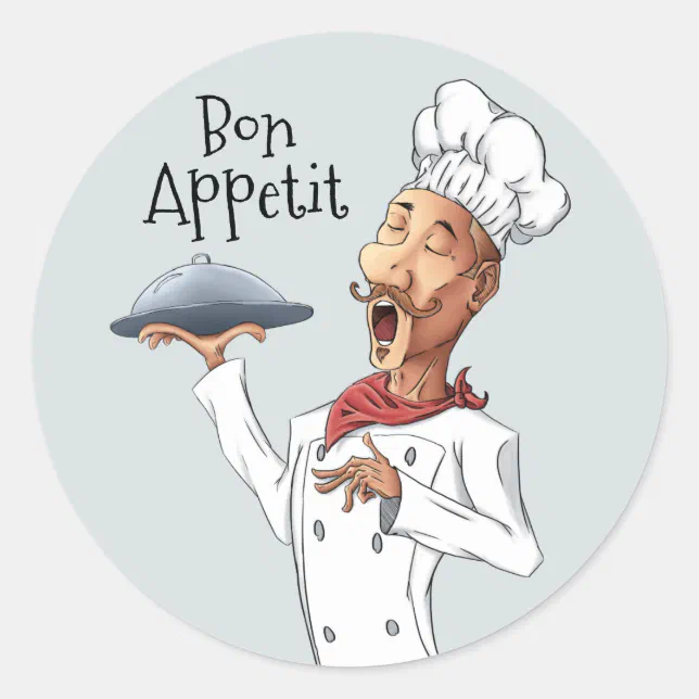 French Singing Chef Classic Round Sticker | Zazzle