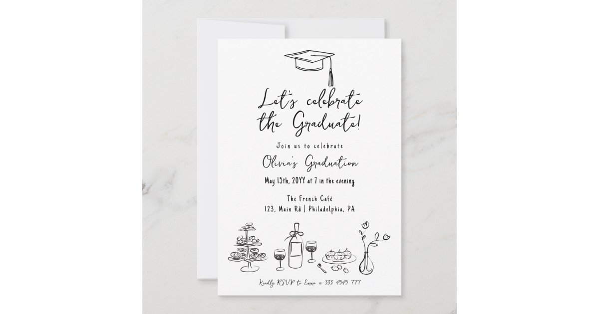 French style Graduation Brunch Luncheon Dinner Invitation | Zazzle