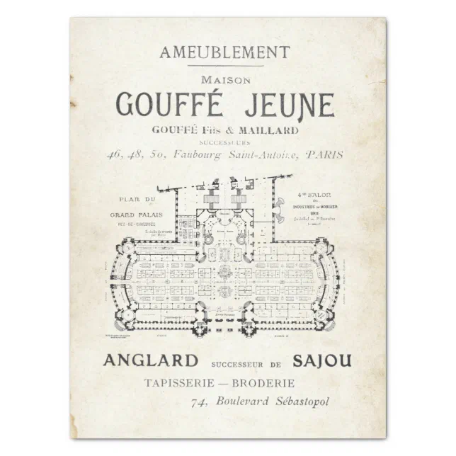 French Text Typography Map Parchment Decoupage Tissue Paper | Zazzle