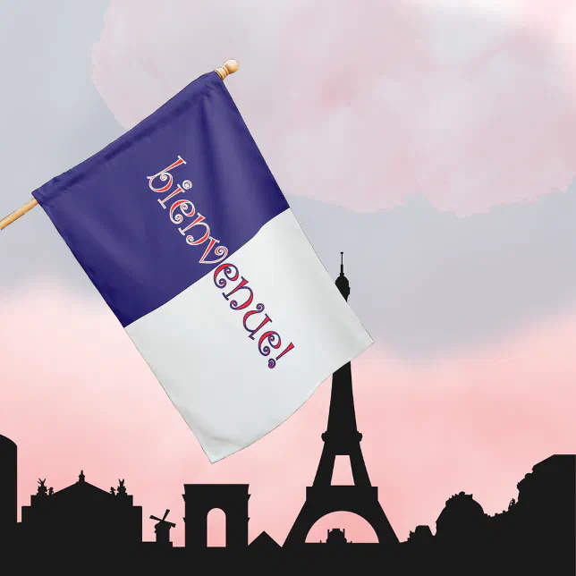French Tricolore Bienvenue Welcome House Flag | Zazzle