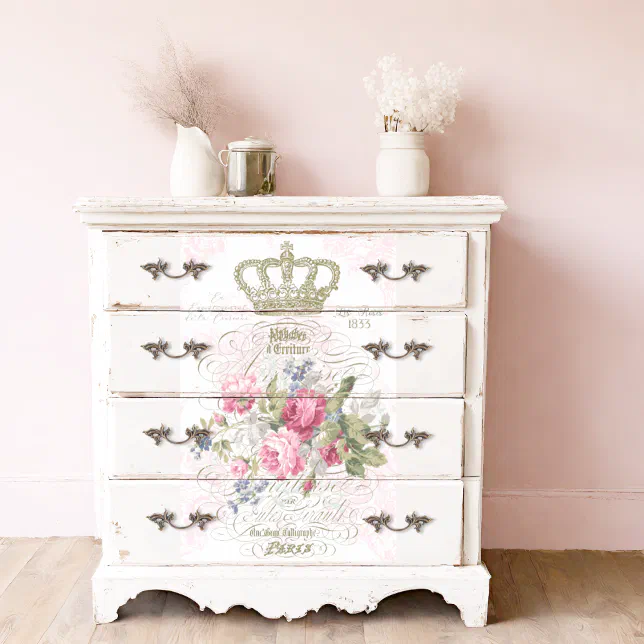 French Typography with Roses Crown Gold Decoupage Tissue Paper | Zazzle