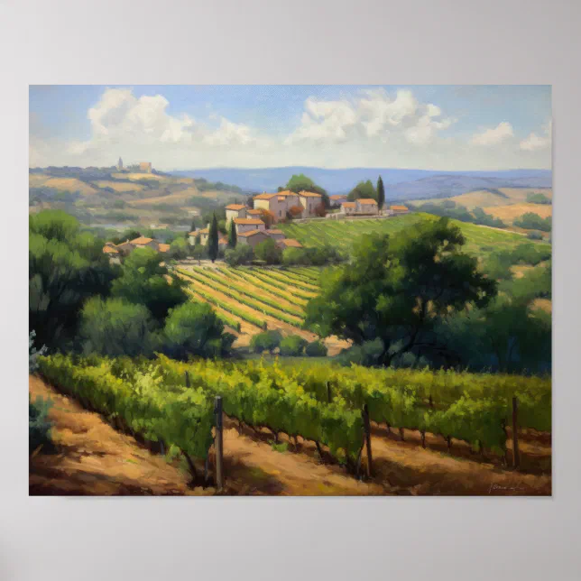 French Vineyard Landscape Art Print Poster | Zazzle