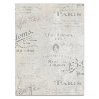 French Vintage Paris Script Ephemera Decoupage Tissue Paper | Zazzle