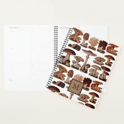 french vintage woodland botanical mushroom planner | Zazzle