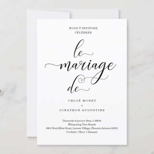 French Wedding Invitation | Zazzle