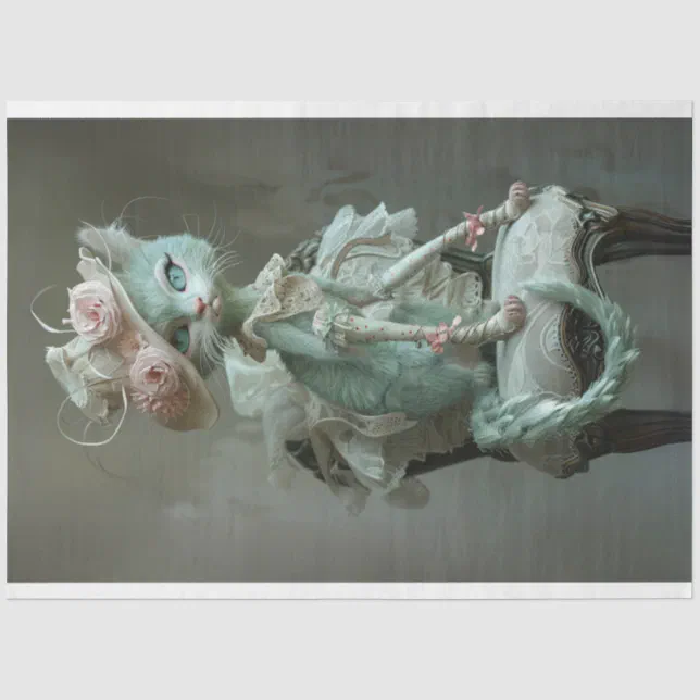 French Whimsical Cat Decoupage Tissue Paper | Zazzle