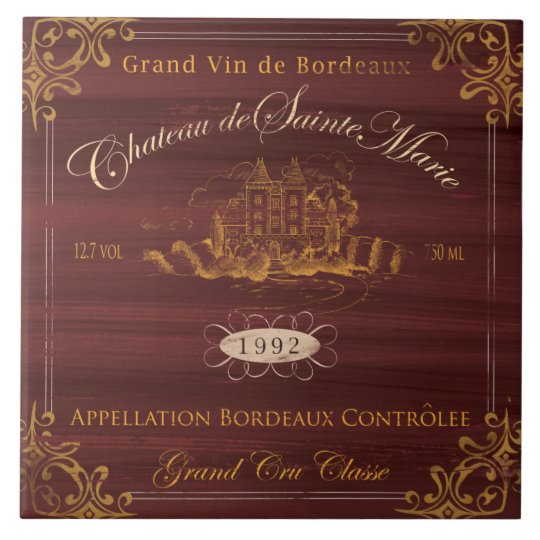 French Wine Label Tile:Bordeaux Tile | Zazzle.com