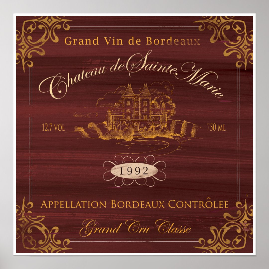 French Wine LabelArt:Bordeaux Poster | Zazzle