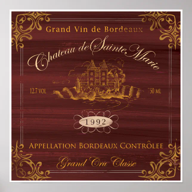 French Wine LabelArt:Bordeaux Poster | Zazzle