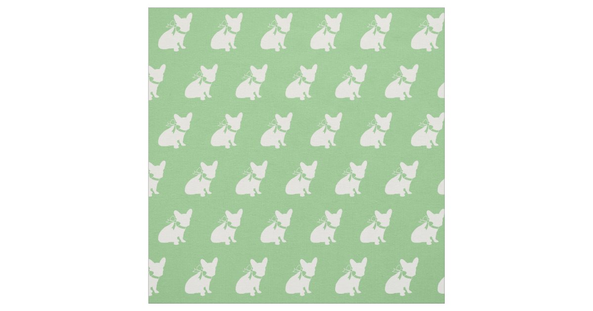 Frenchie French Bulldog Dog Frenchy Sage Green Fabric | Zazzle