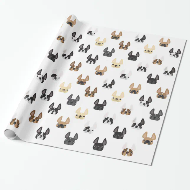 Frenchie & Friends Wrapping Paper - White | Zazzle