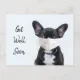 Frenchie in face mask get well postcard | Zazzle