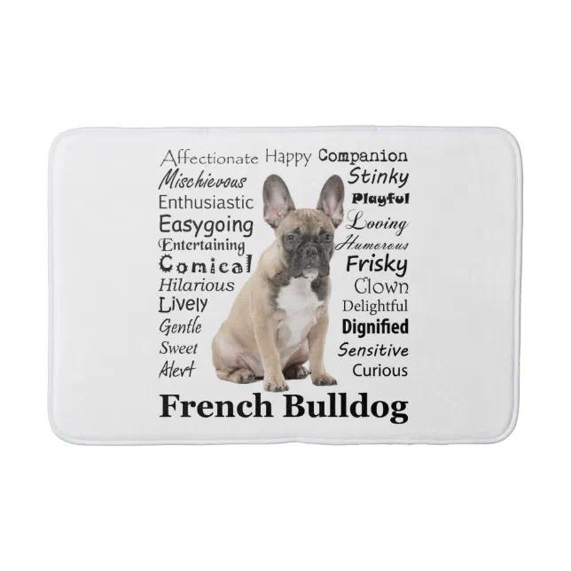 Frenchie Traits Bath Mat | Zazzle