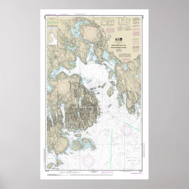 Frenchman Bay and Mount Desert Island Chart | Zazzle