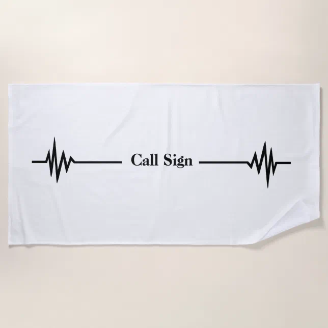Frequency Line and Custom Call Sign Beach Towel | Zazzle