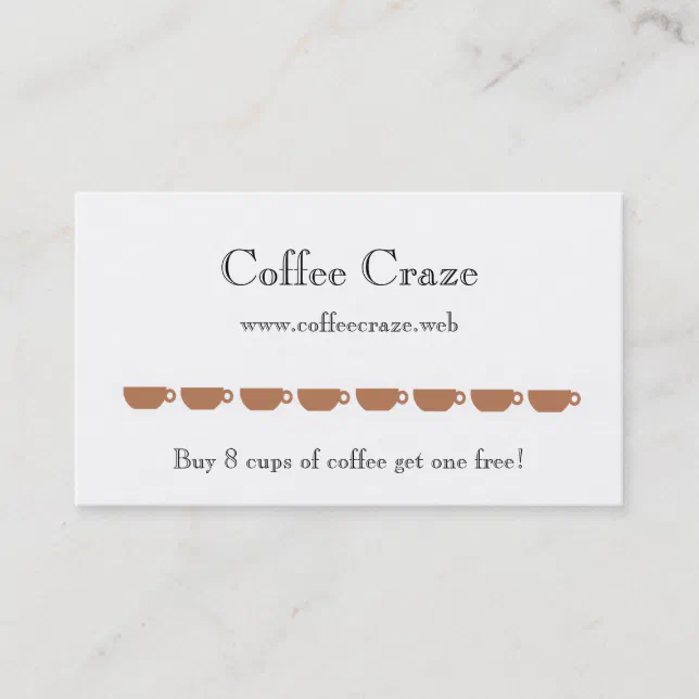 "Frequent Visitor" (8 Coffee Cups) Loyalty Cards | Zazzle