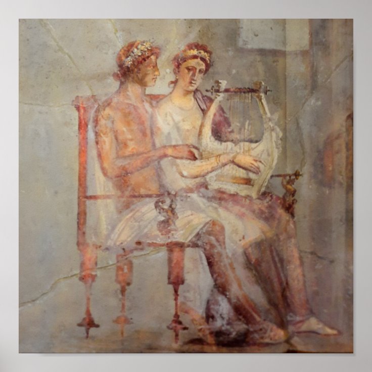 Fresco of a Music Lesson, Pompeii Poster | Zazzle