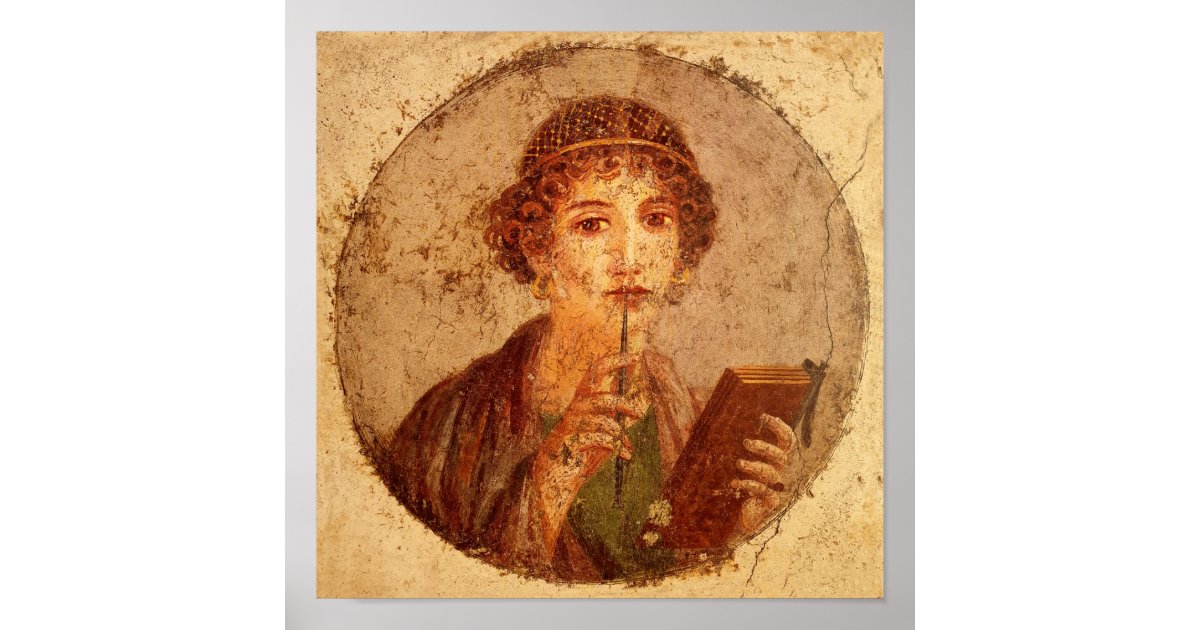 Fresco of Sappho in Pompeii Poster | Zazzle