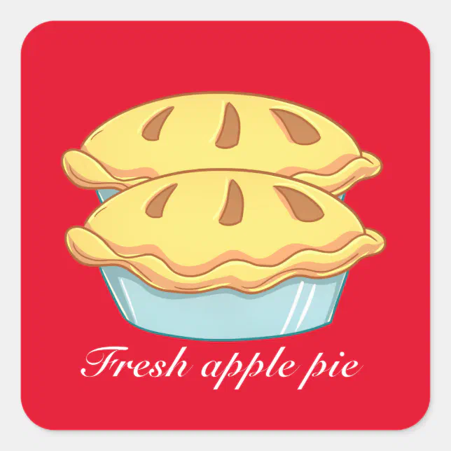 Fresh apple pie food square sticker | Zazzle
