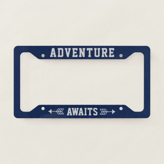Fresh Blue Typography Adventure Seeker License Plate Frame | Zazzle.com