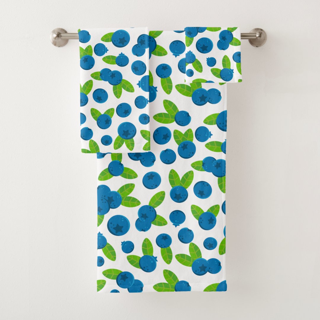 Fresh Blueberry Pattern Bath Towel Set | Zazzle