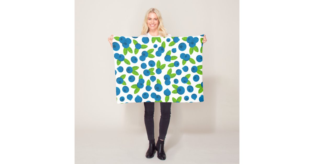 Fresh Blueberry Pattern Fleece Blanket | Zazzle