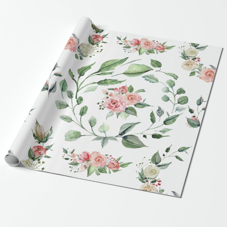 Fresh Blush PInk Bloom Wedding Wrapping Paper | Zazzle