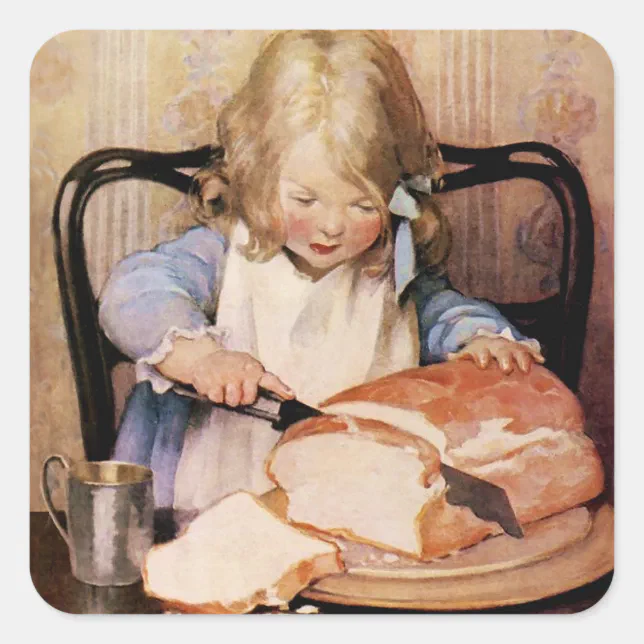 Fresh Bread by Jessie Willcox Smith Square Sticker | Zazzle
