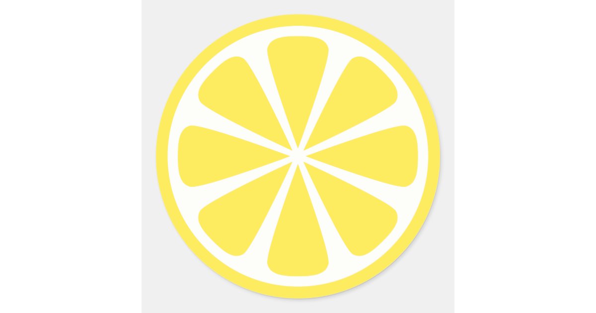 Fresh Bright Yellow Lemon Slice Round Sticker | Zazzle