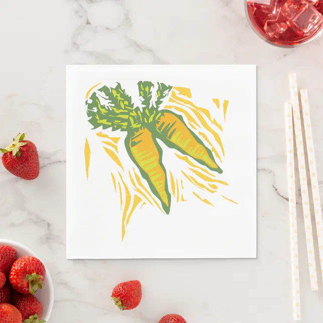 Fresh Carrot Colorful Vegetable Art Napkins | Zazzle