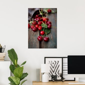 Fresh Cherries Poster | Zazzle