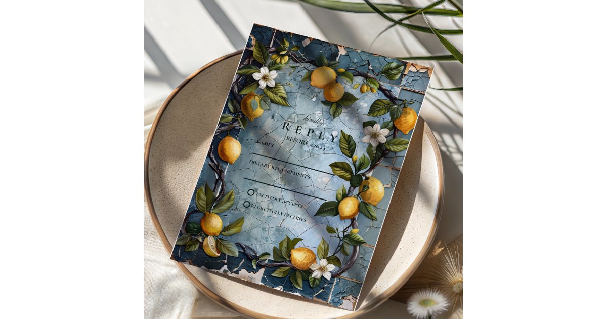 Fresh Citrus Botanical Wedding RSVP Card | Zazzle