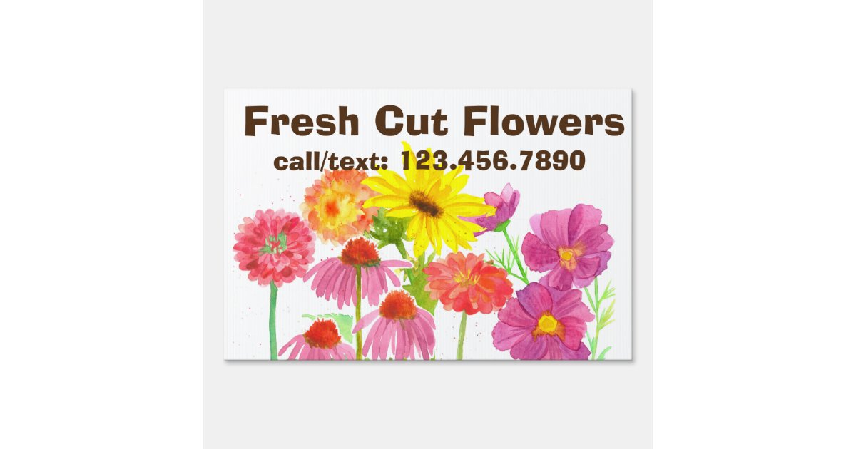Fresh Cut Flowers Farm Stand Road Sign | Zazzle