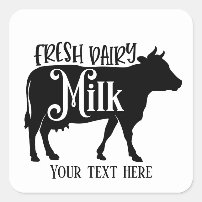 Fresh dairy milk add text square sticker | Zazzle